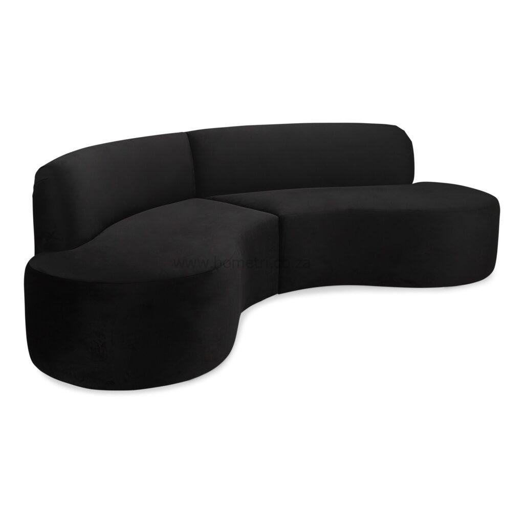 Solberg Black Velvet Curved Couch - Hometri